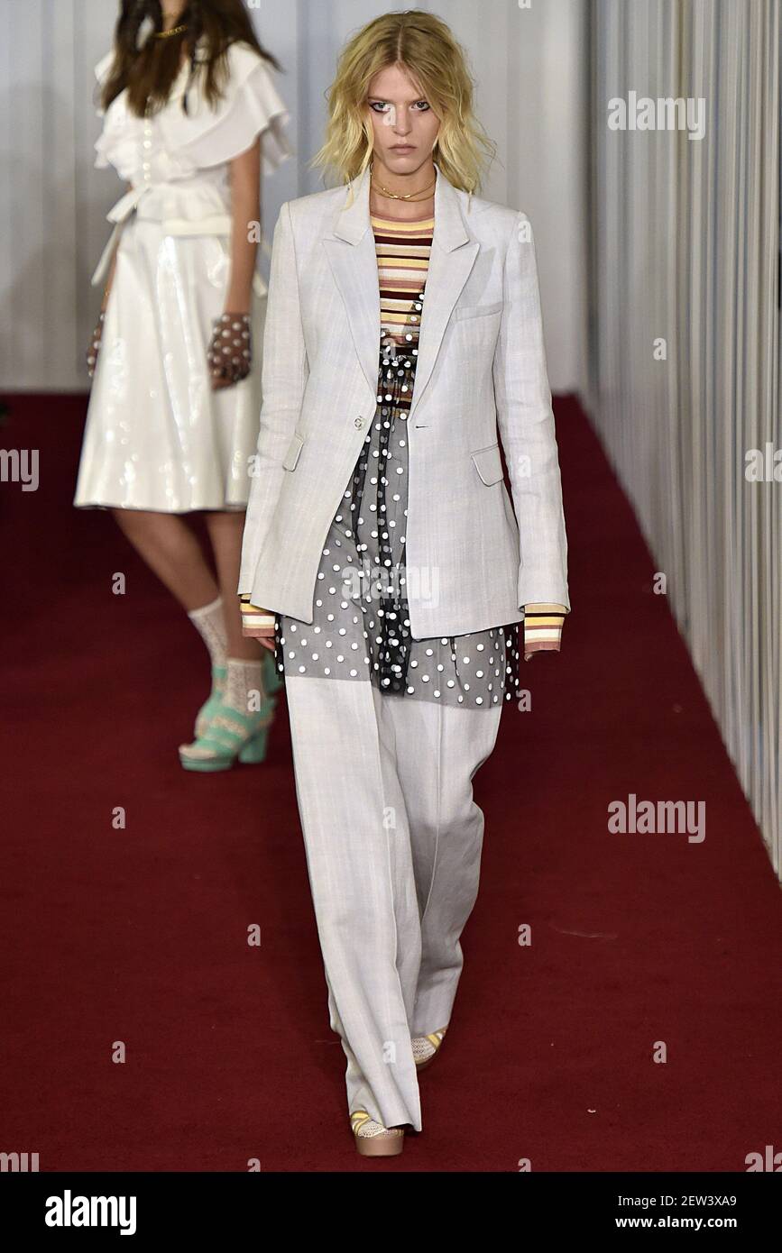 Model Line Kjaergaard walks on the runway during the Jill Stuart ...