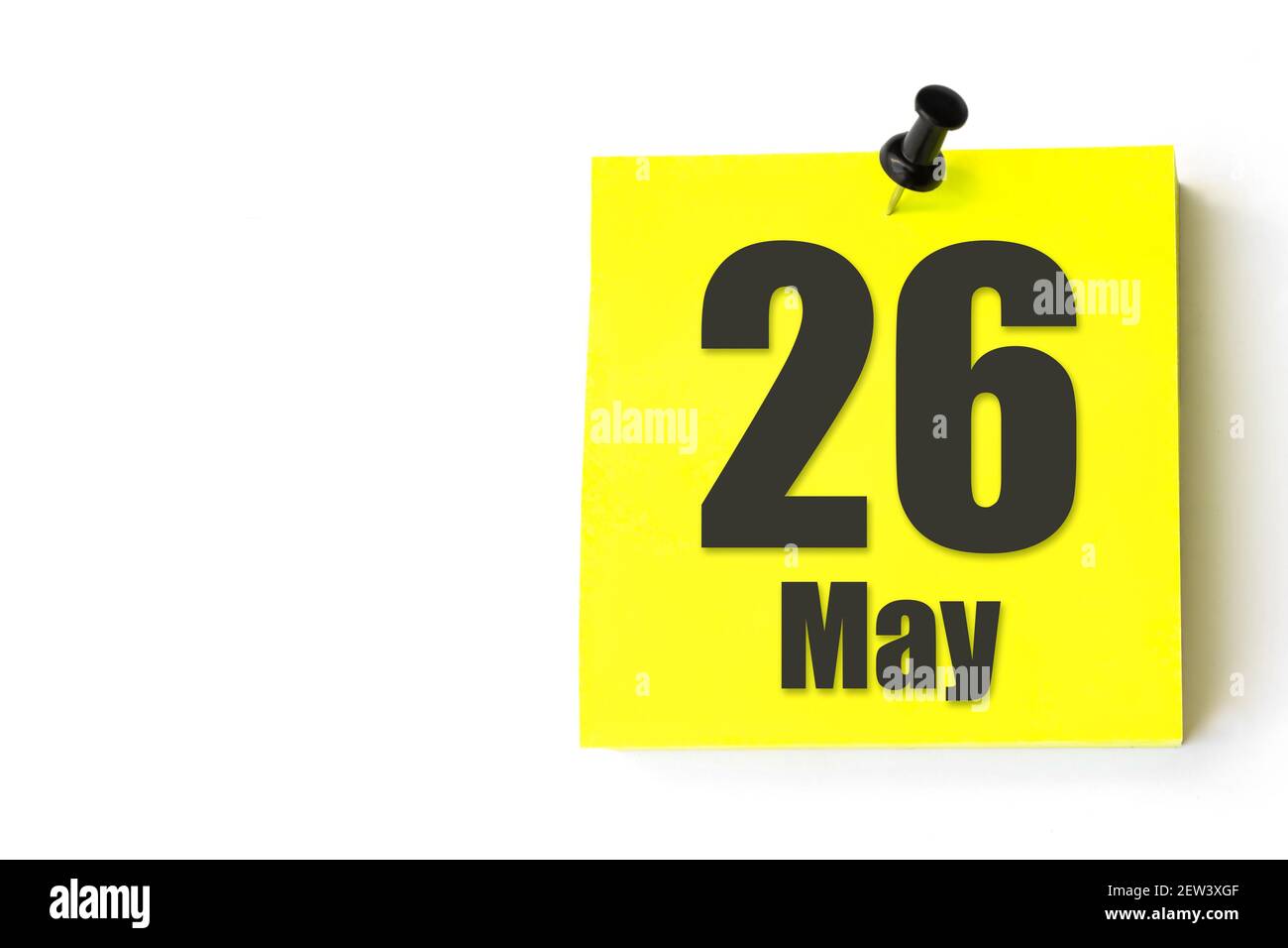 May 26th. Day 26 of month, Calendar date. Yellow sheet of the calendar ...