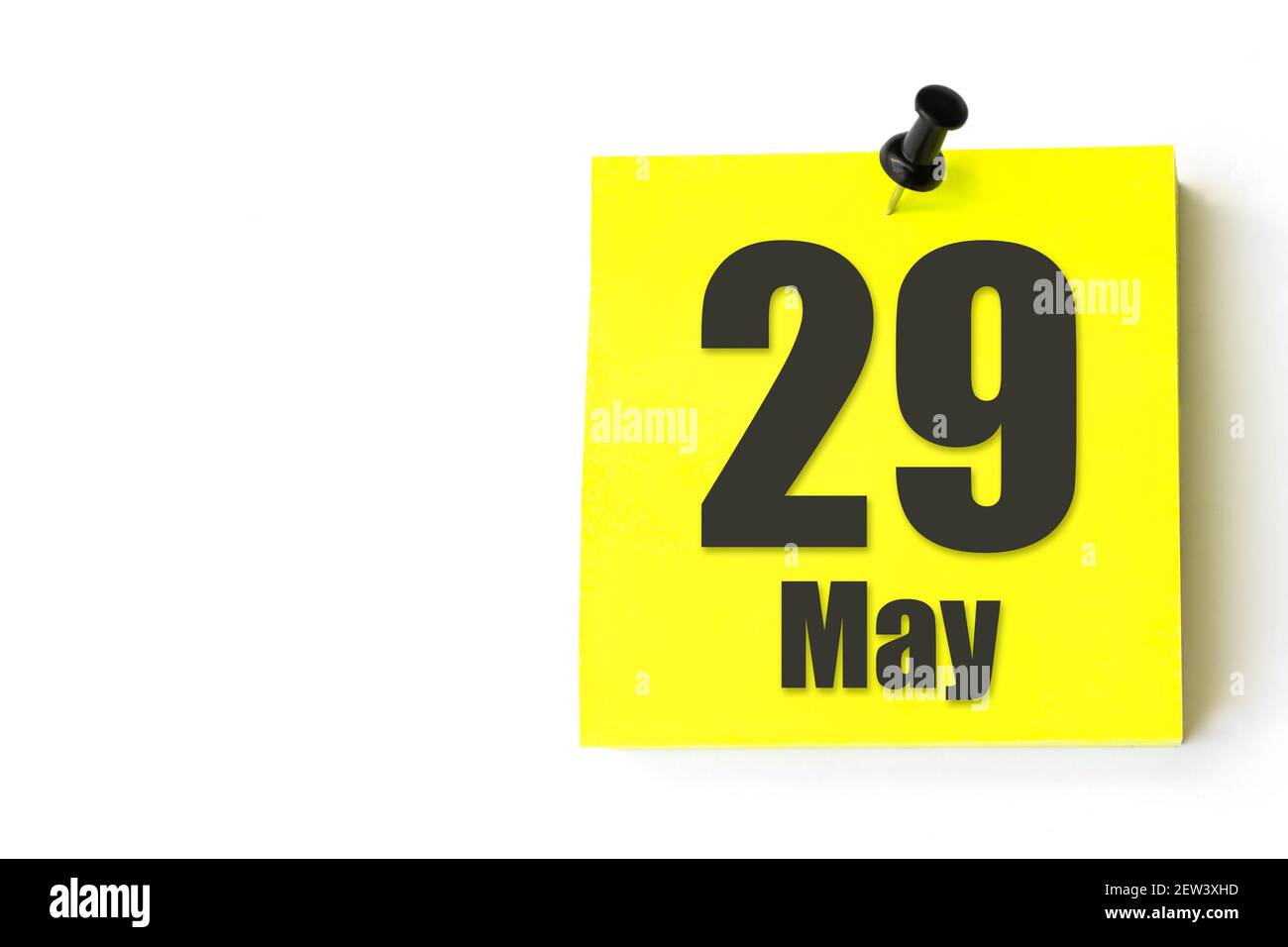 May 29th. Day 29 of month, Calendar date. Yellow sheet of the calendar ...