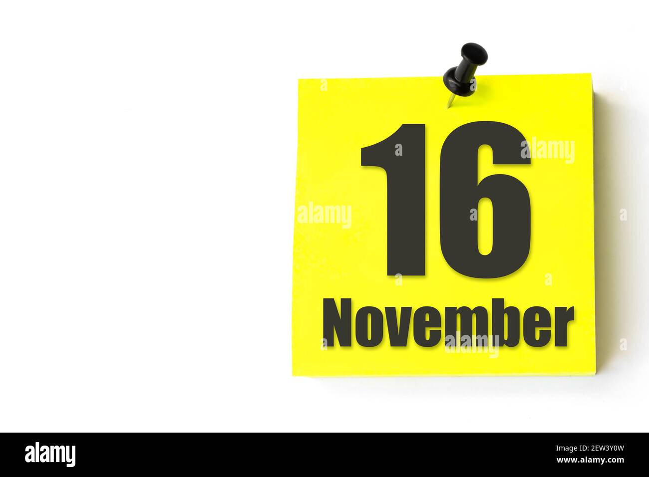 November 16th. Day 16 of month, Calendar date. Yellow sheet of the ...