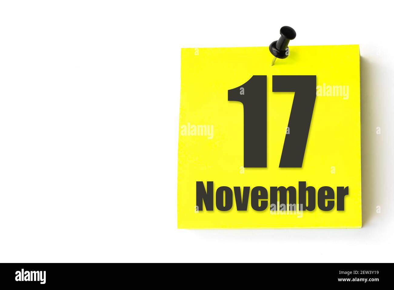 November 17th. Day 17 of month, Calendar date. Yellow sheet of the ...