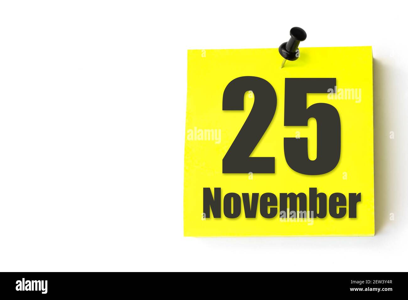 November 25th. Day 25 of month, Calendar date. Yellow sheet of the ...
