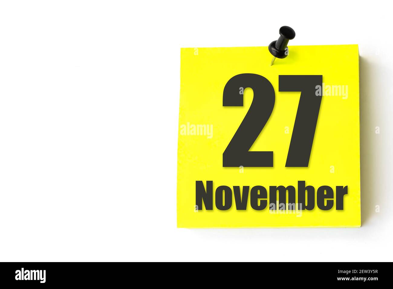 November 27th. Day 27 of month, Calendar date. Yellow sheet of the ...