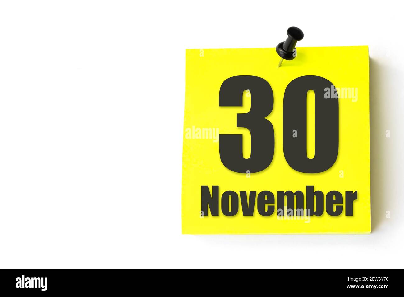 November 30th. Day 30 of month, Calendar date. Yellow sheet of the ...