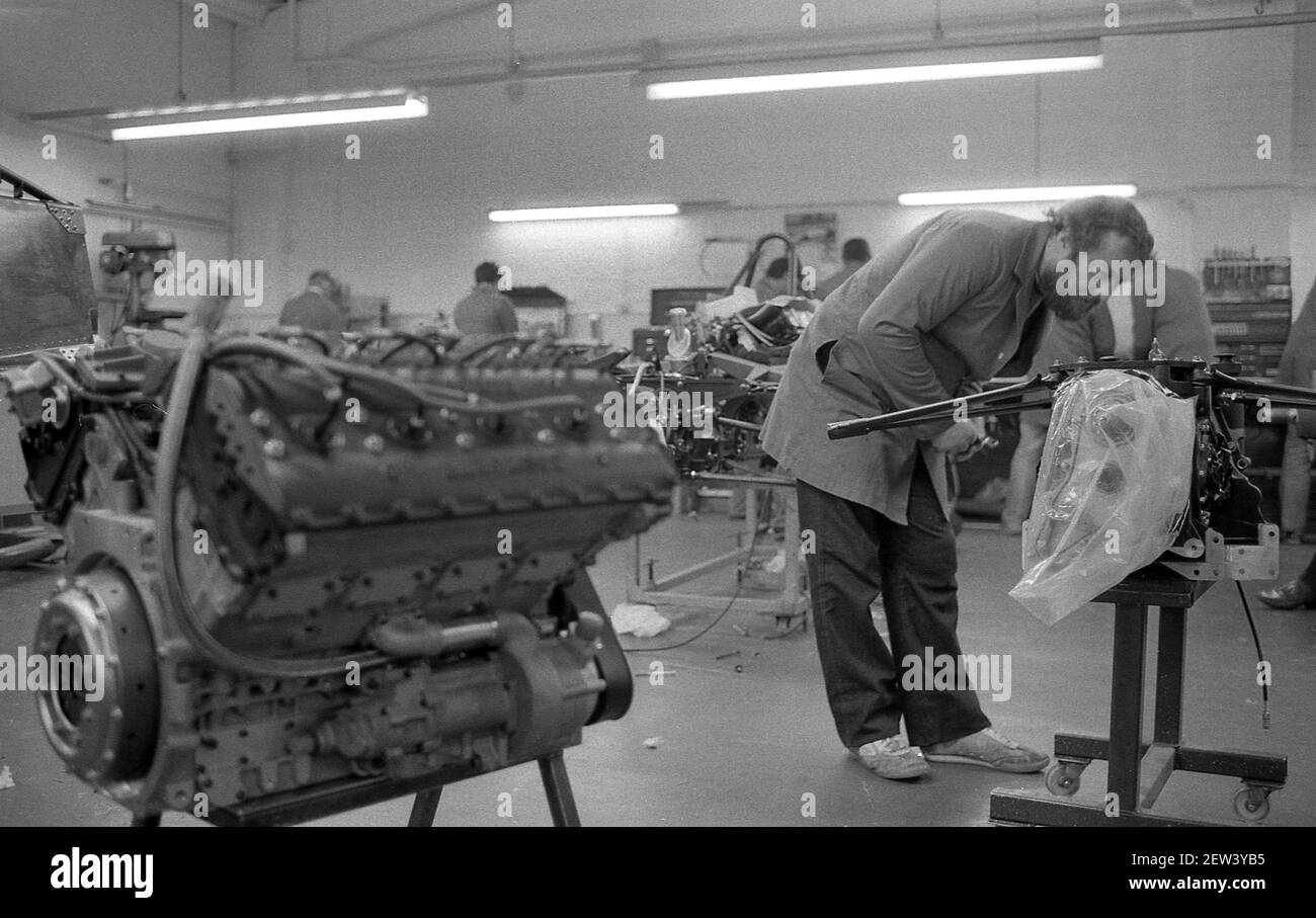 March Engineering racing car constructor in Bicester UK 1984 Stock ...