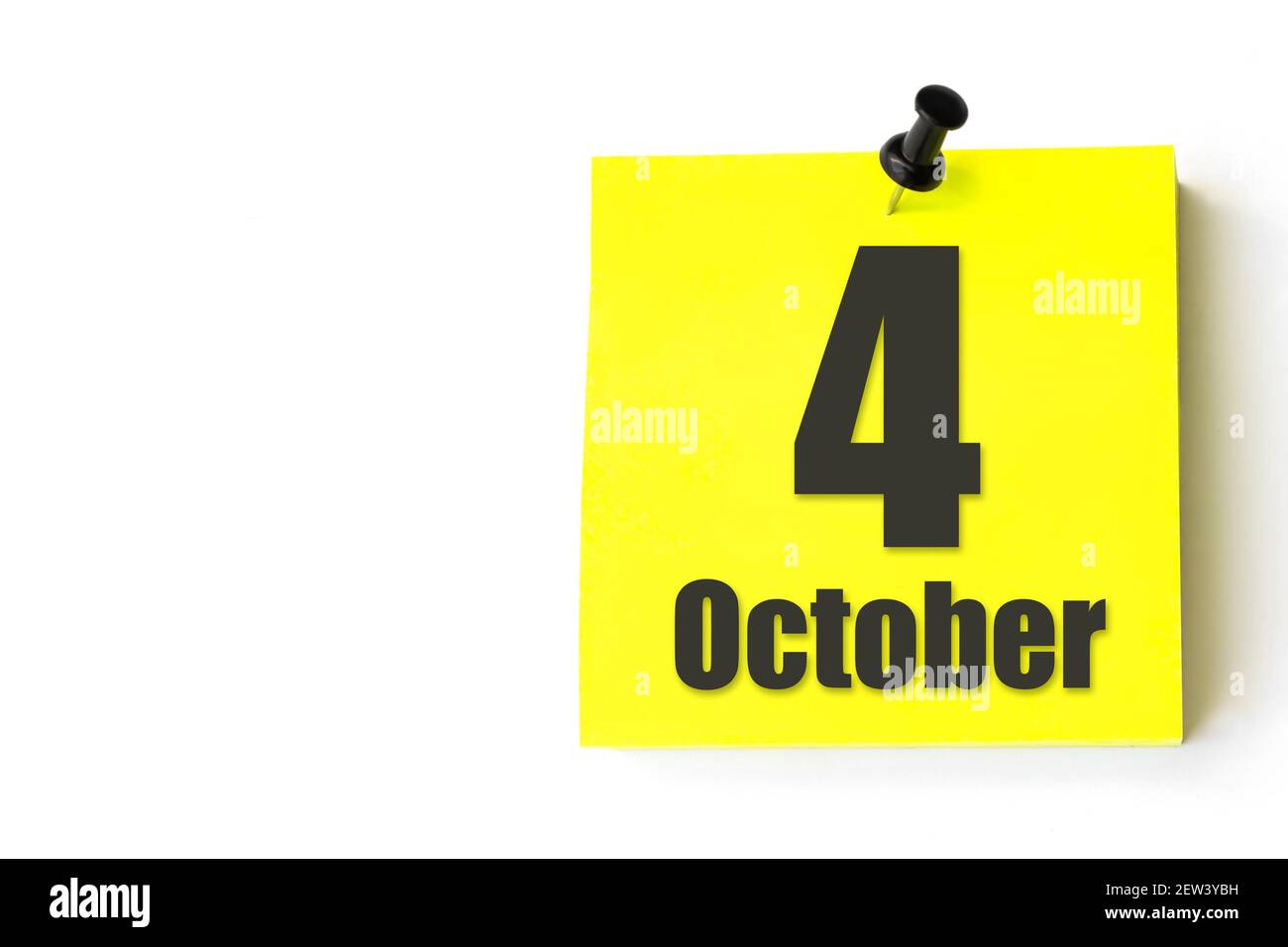 October 4th. Day 4 of month, Calendar date. Yellow sheet of the ...