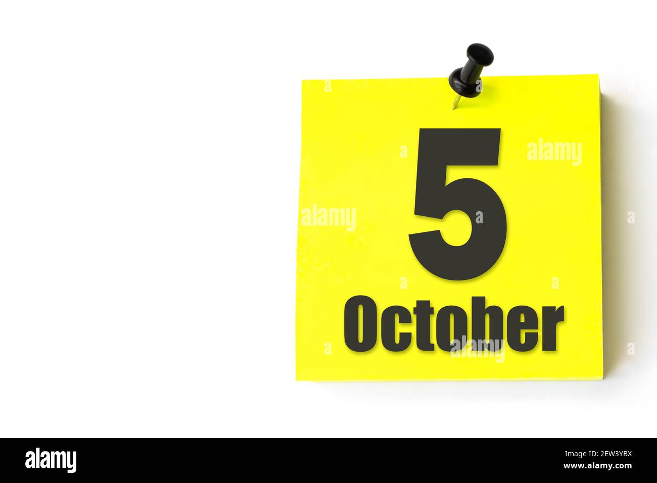 October 5th. Day 5 of month, Calendar date. Yellow sheet of the ...