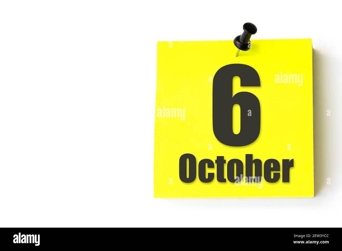 October 6th. Day 6 of month, Calendar date. Yellow sheet of the ...