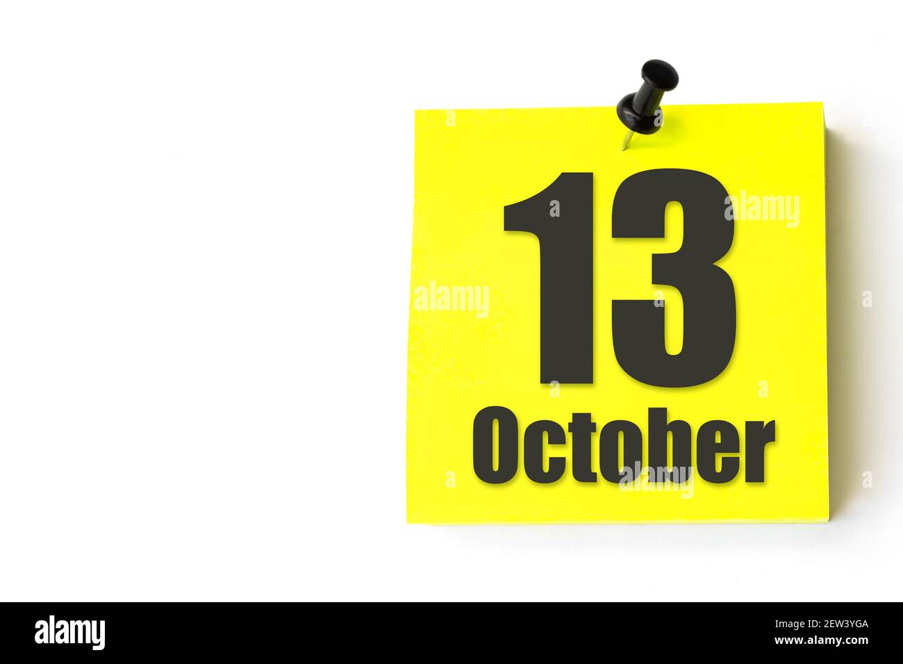 October 13rd. Day 13 of month, Calendar date. Yellow sheet of the ...