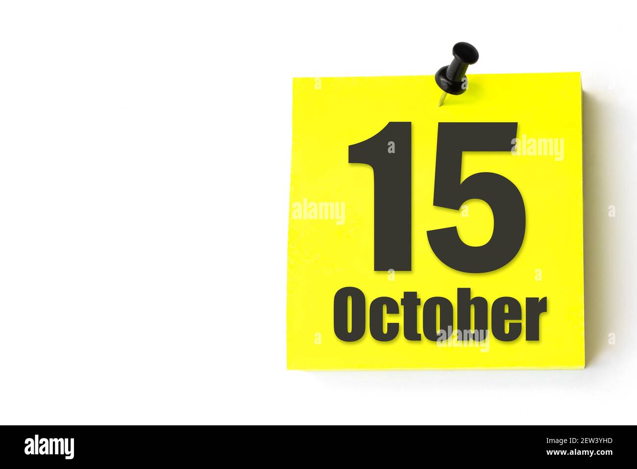 October 15th. Day 15 of month, Calendar date. Yellow sheet of the ...