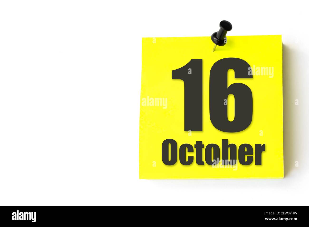 October 16th. Day 16 of month, Calendar date. Yellow sheet of the ...