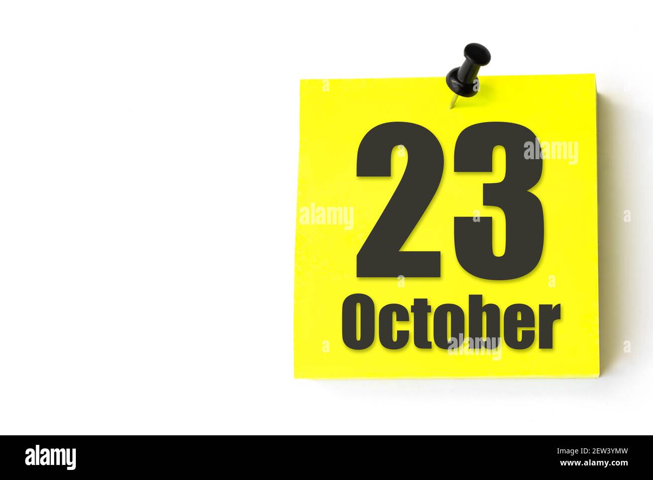 October 23rd. Day 23 of month, Calendar date. Yellow sheet of the ...