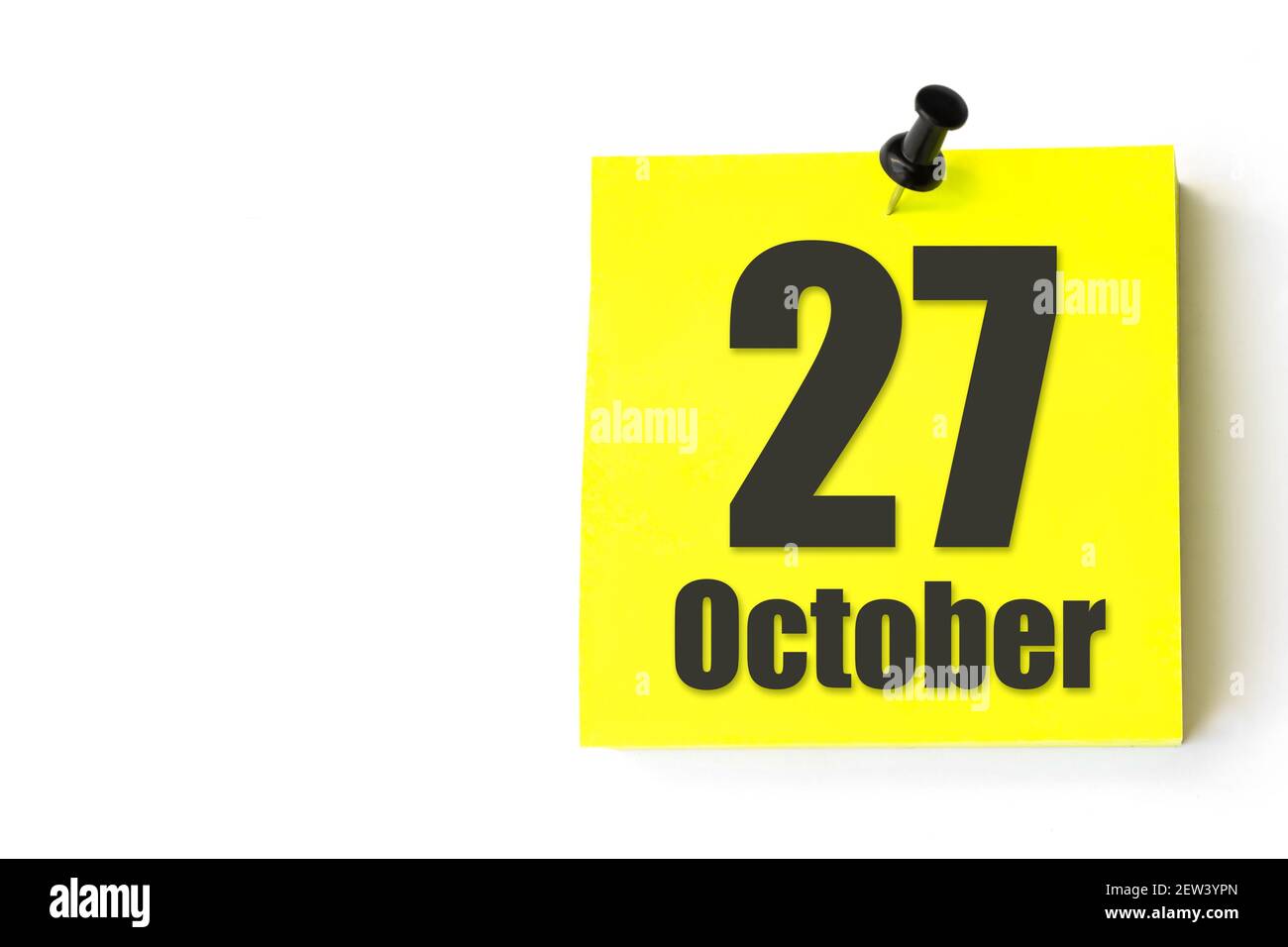 October 27th. Day 27 of month, Calendar date. Yellow sheet of the ...