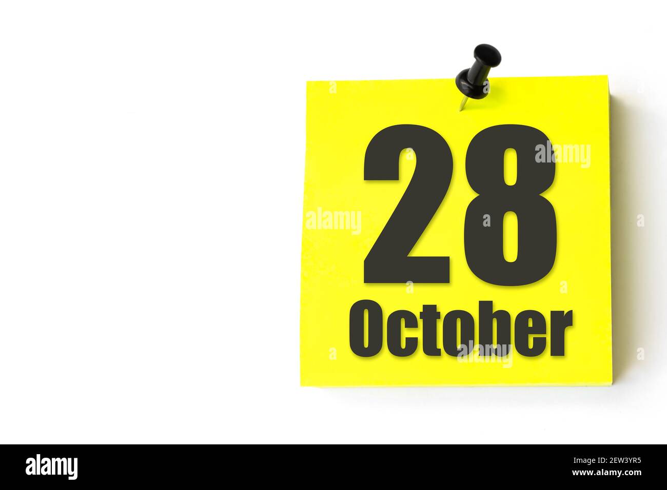 October 28th. Day 28 of month, Calendar date. Yellow sheet of the ...
