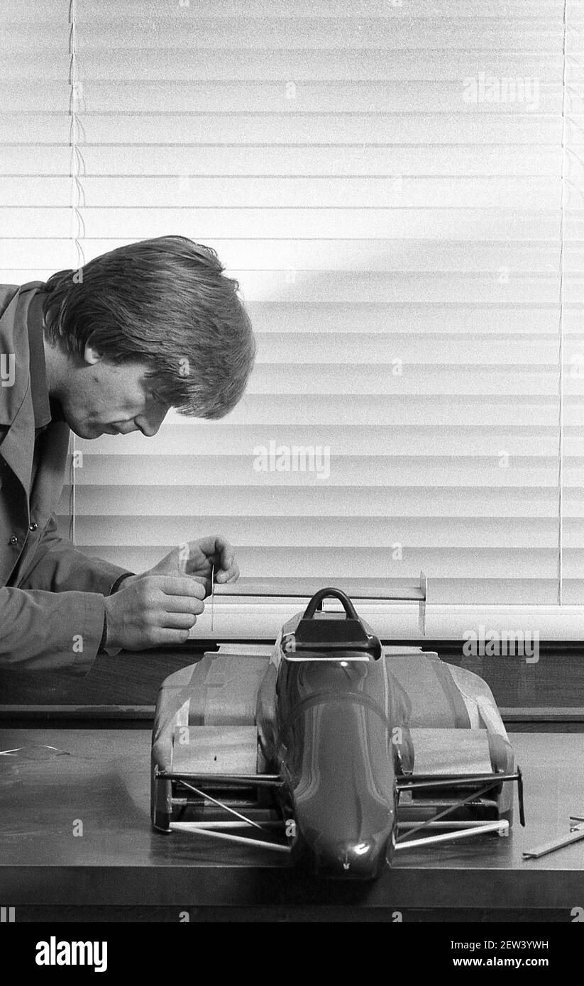 March Engineering racing car constructor in Bicester UK 1984 Stock ...