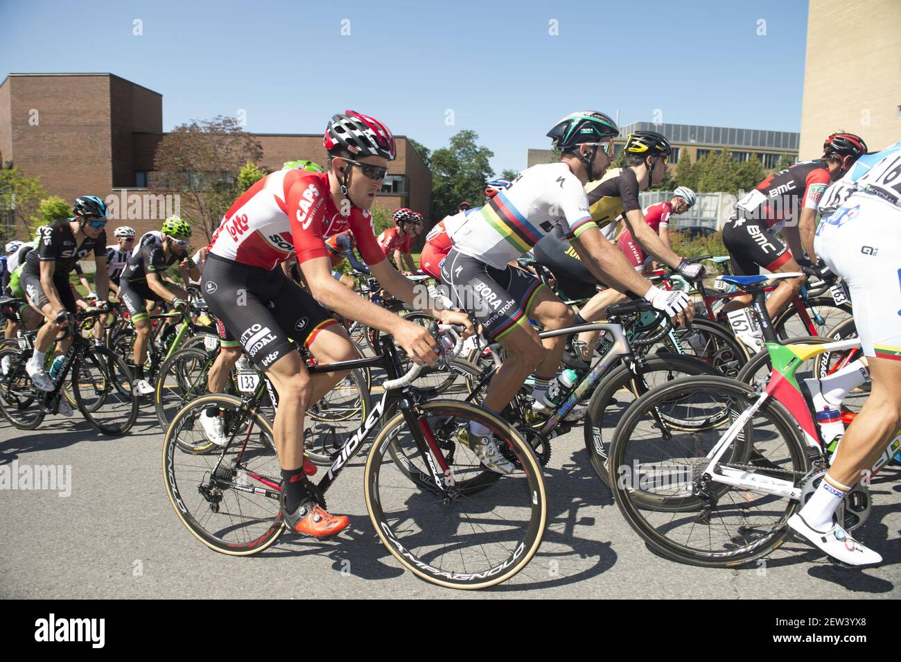 Peter Sagan(white Jersey) and Tiesj Benoot(133) on the climb., Montreal, (Photo by Casey B ...