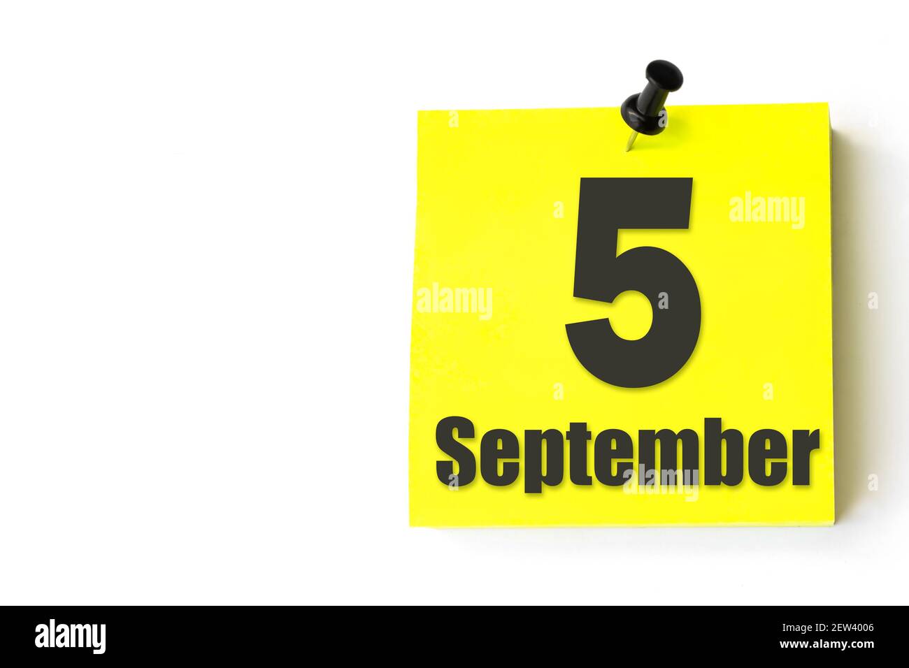September 5th. Day 5 of month, Calendar date. Yellow sheet of the ...
