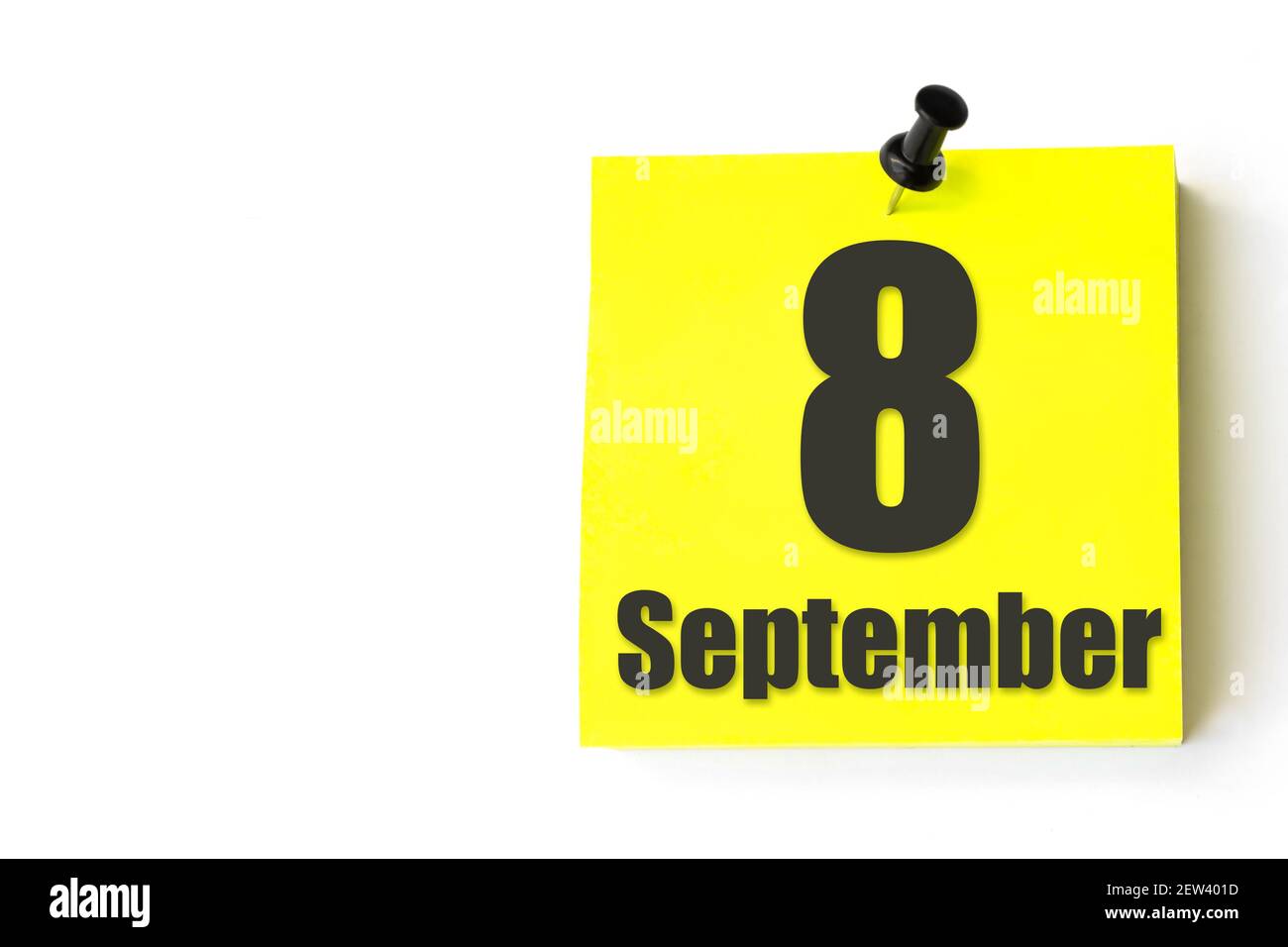 September 8th. Day 8 of month, Calendar date. Yellow sheet of the ...