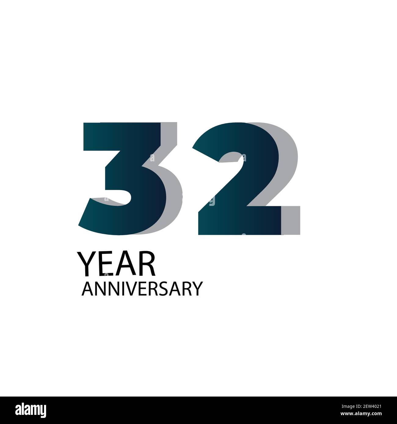 32 Year Anniversary Vector Template Design Illustration Blue Elegant ...