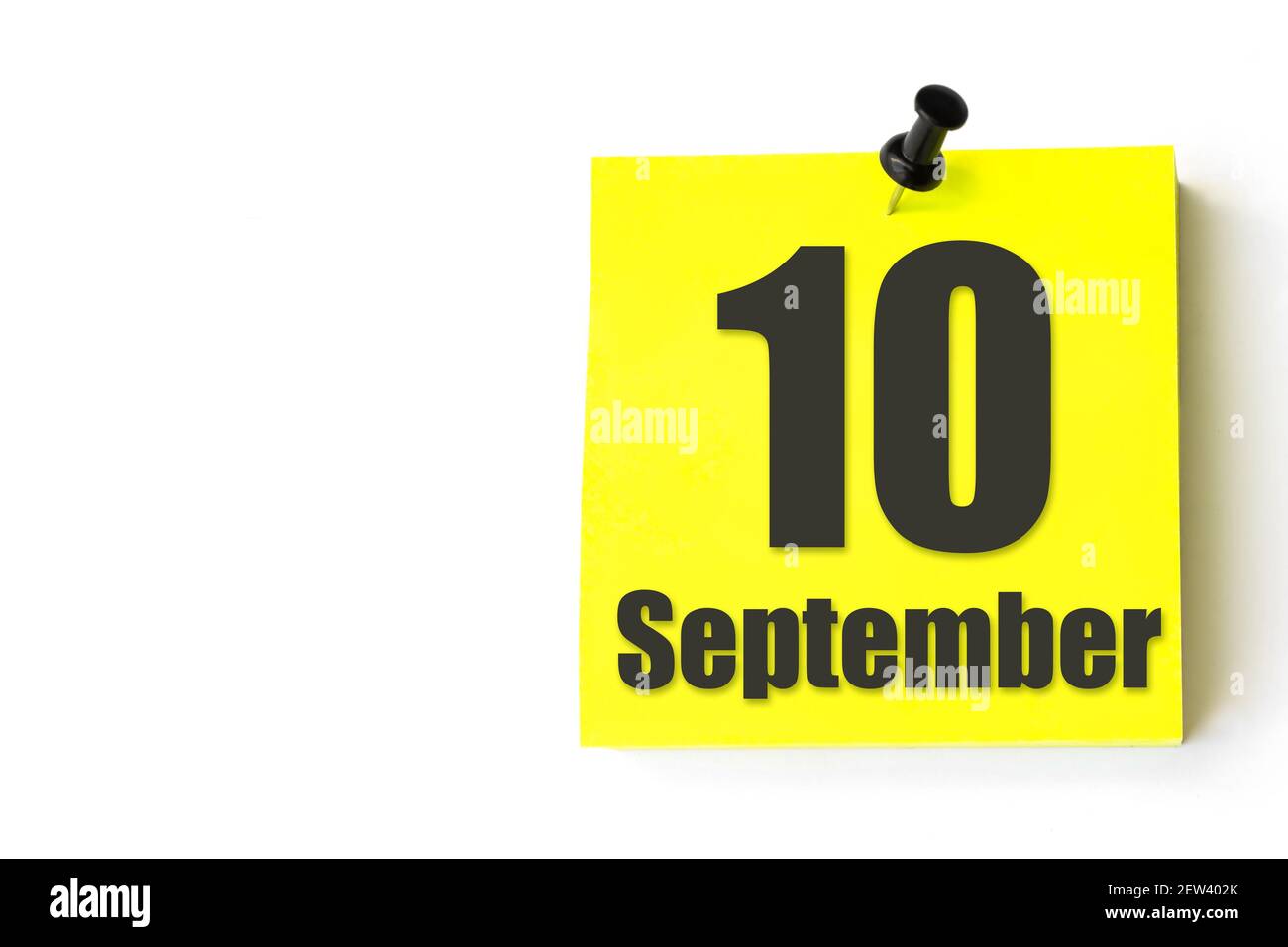 September 10th. Day 10 of month, Calendar date. Yellow sheet of the ...