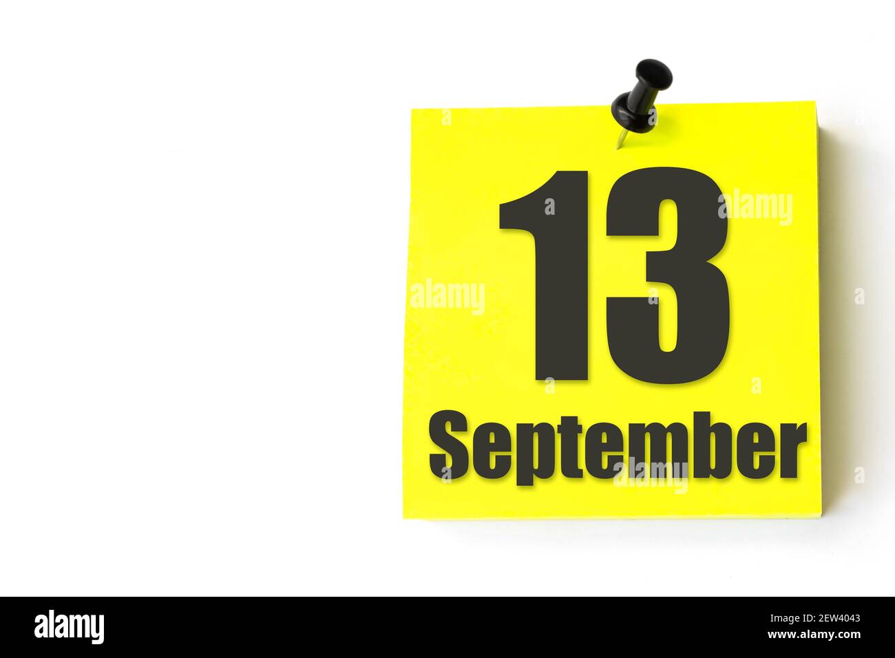 September 13rd. Day 13 of month, Calendar date. Yellow sheet of the ...