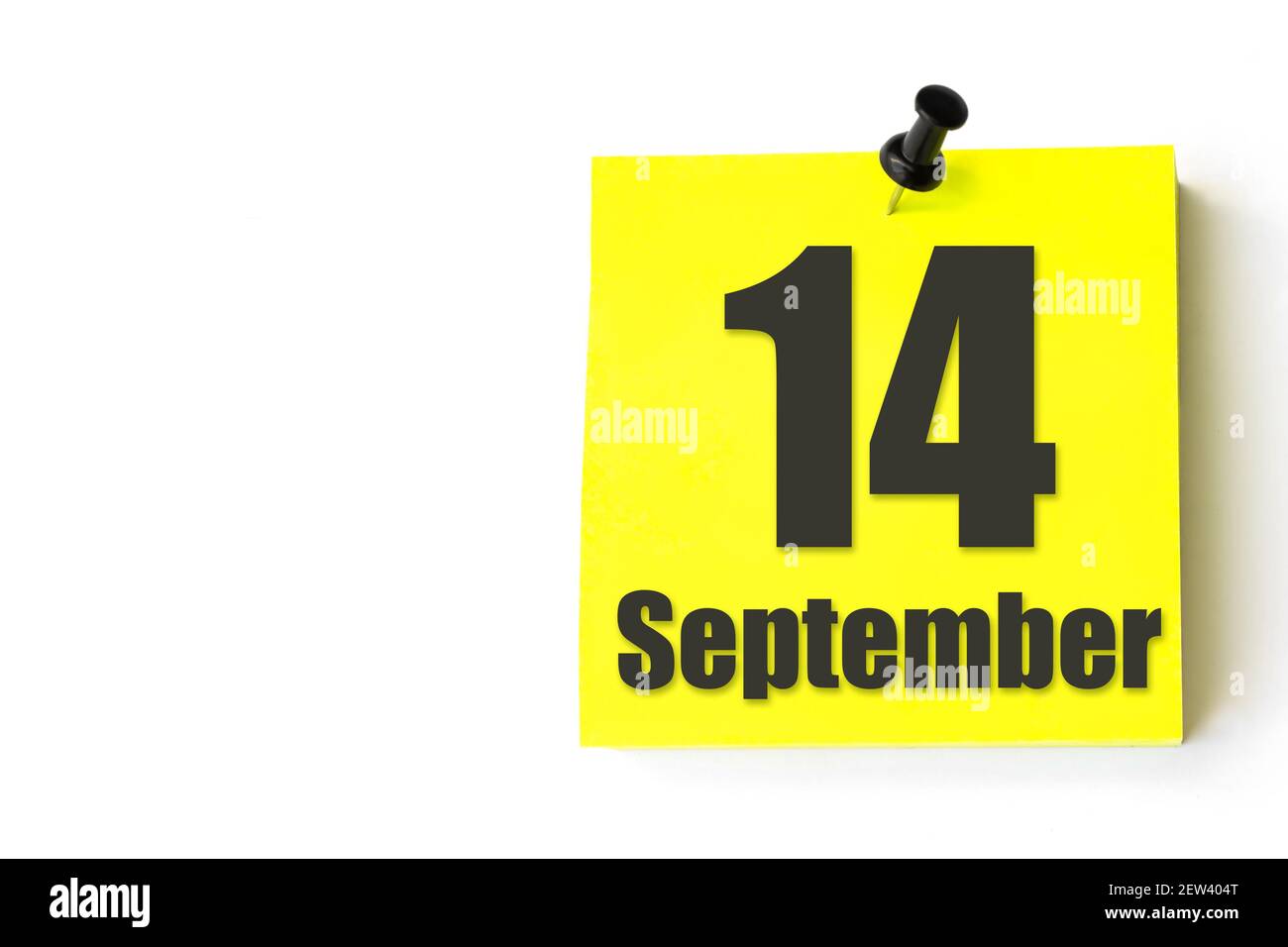 September 14th. Day 14 of month, Calendar date. Yellow sheet of the ...