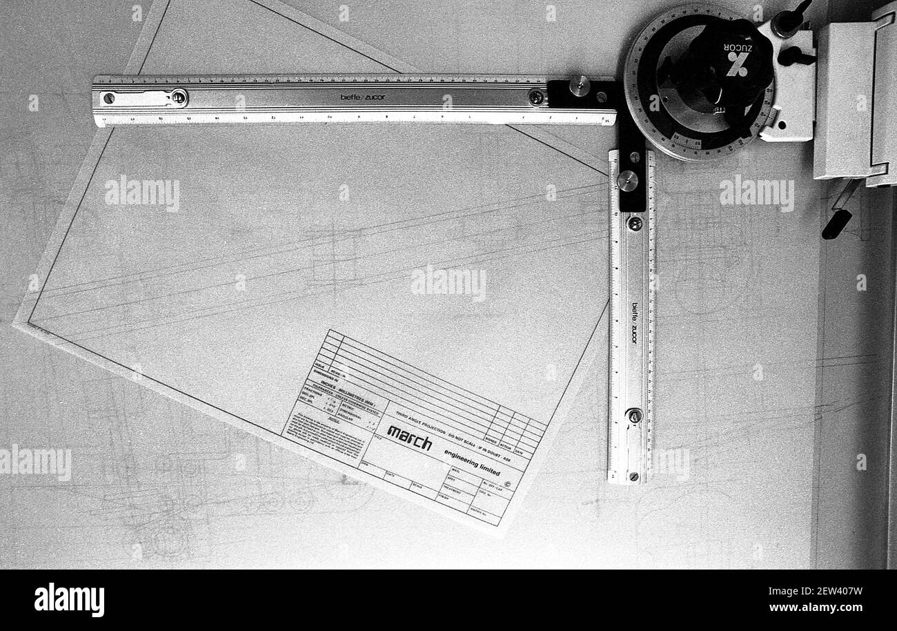 March Engineering racing car constructor in Bicester UK 1984 Stock ...