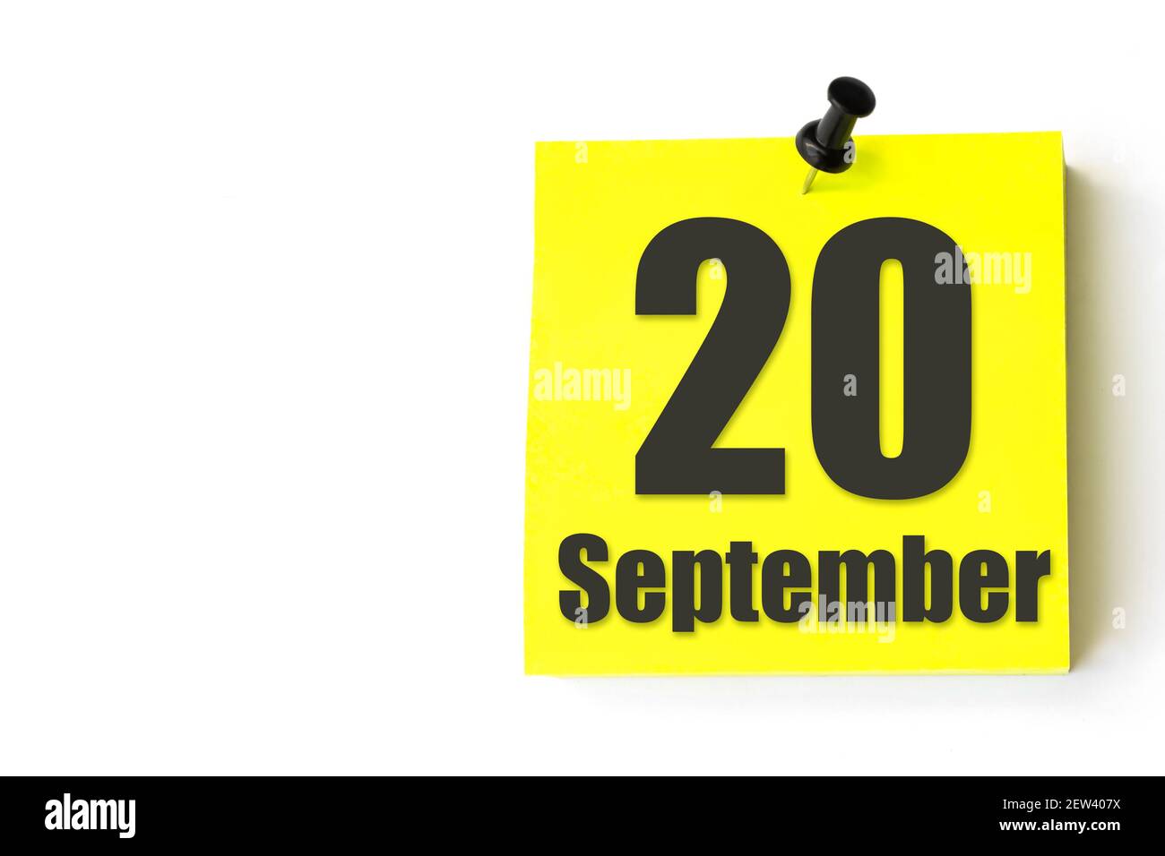 September 20th. Day 20 of month, Calendar date. Yellow sheet of the ...