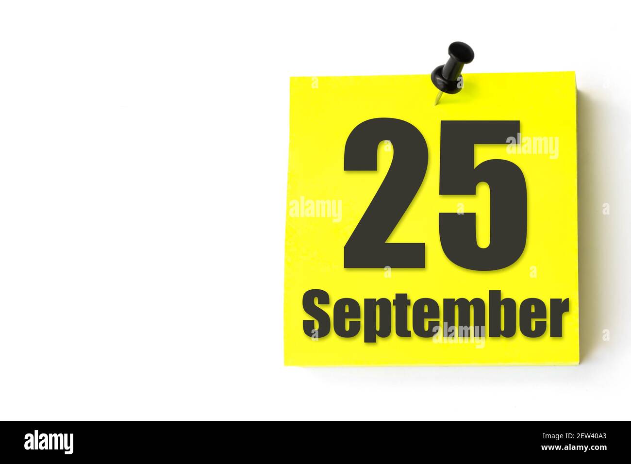 September 25th. Day 25 of month, Calendar date. Yellow sheet of the ...