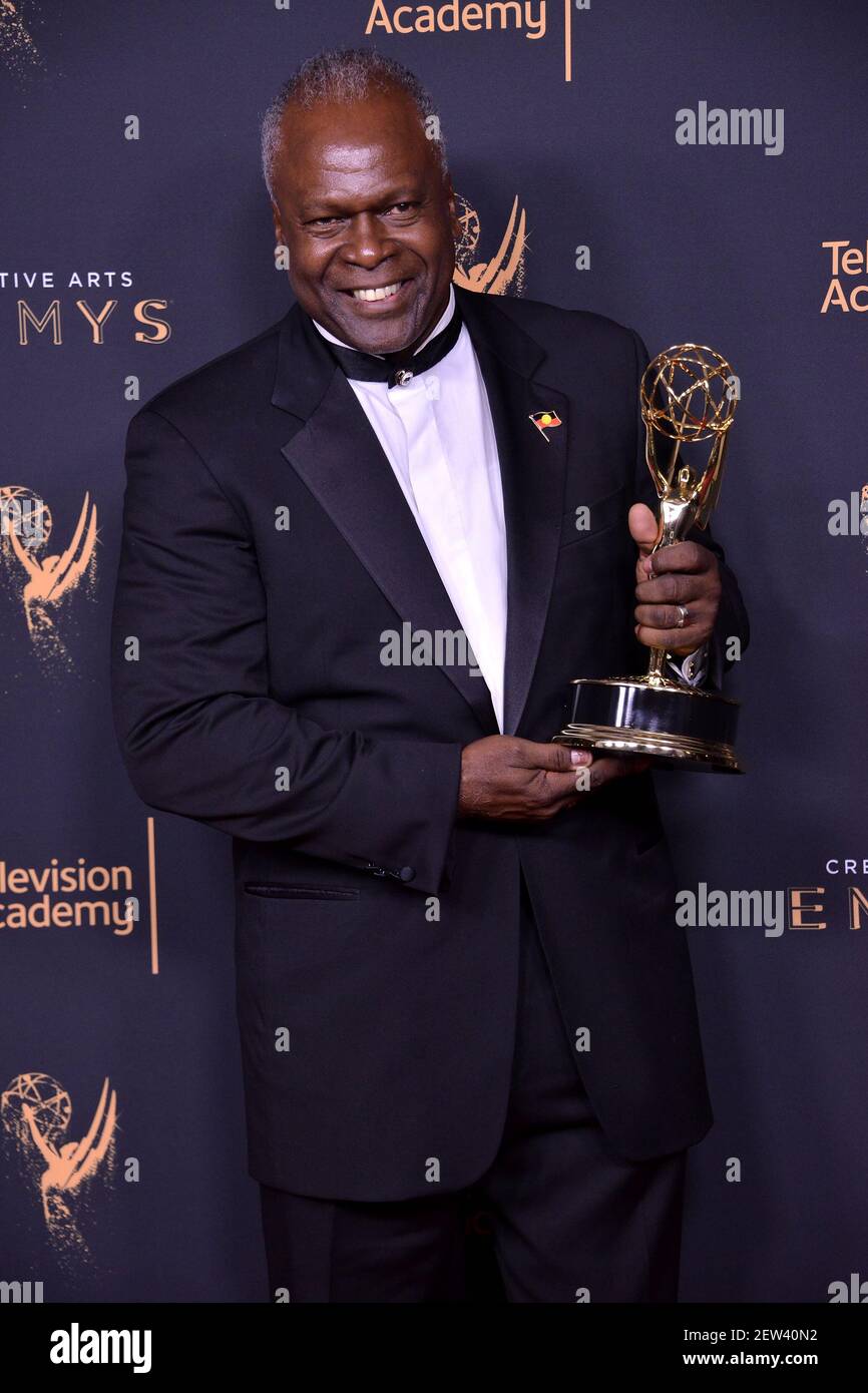 Actor Kim Estes poses in the press room with accepts the award for ...