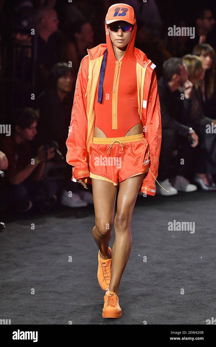 Model walks on the runway during the Fenty X Puma Rihanna Fashion show ...