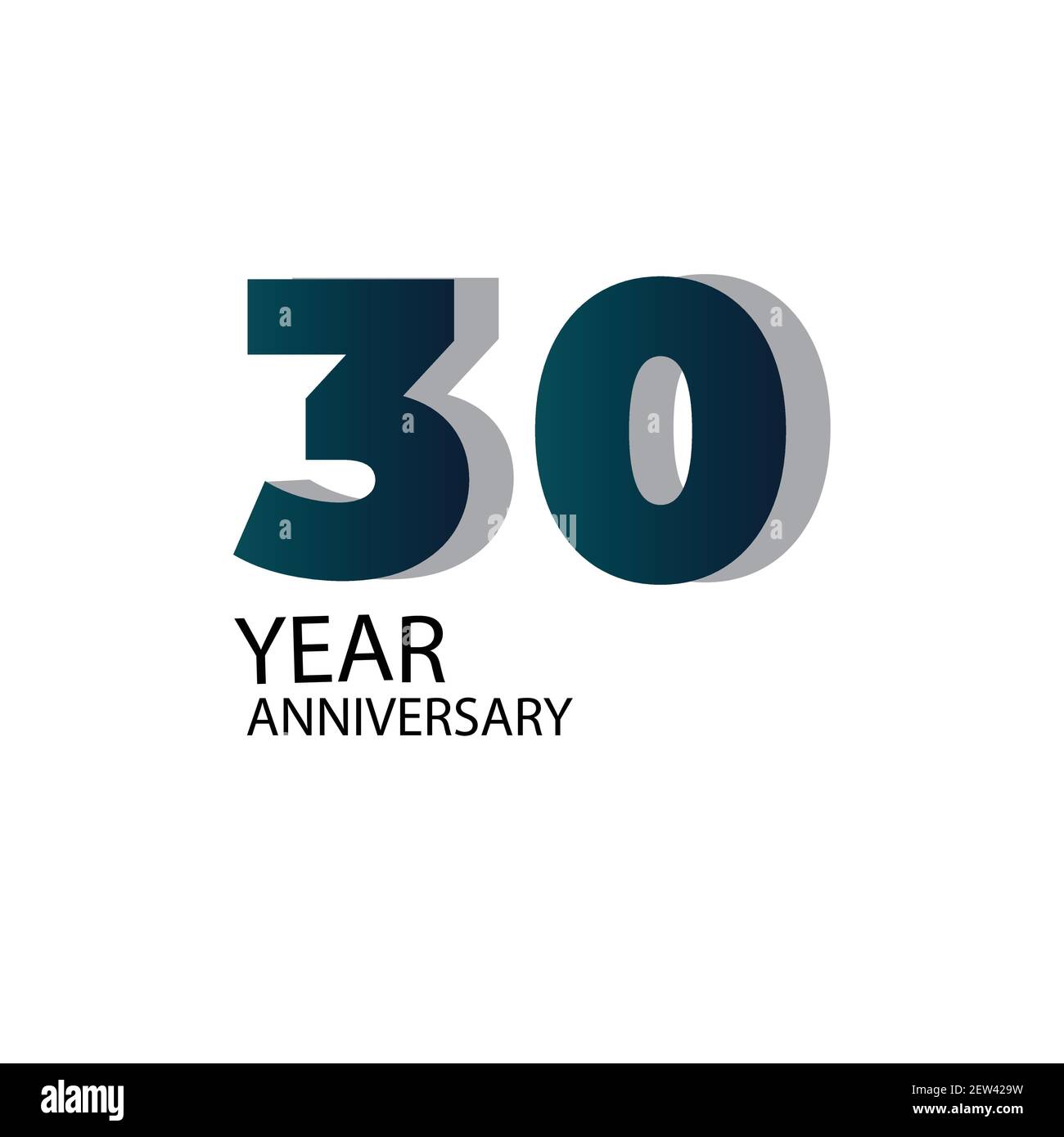 30 Year Anniversary Vector Template Design Illustration Blue Elegant ...