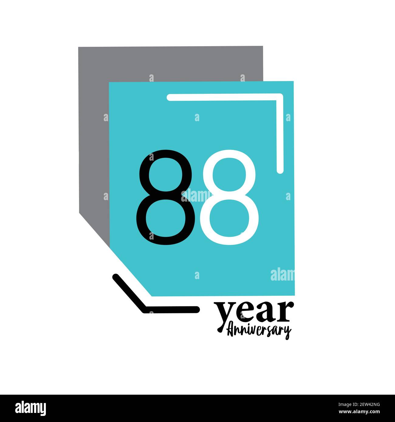 88 Year Anniversary Vector Template Design Illustration Blue Box ...