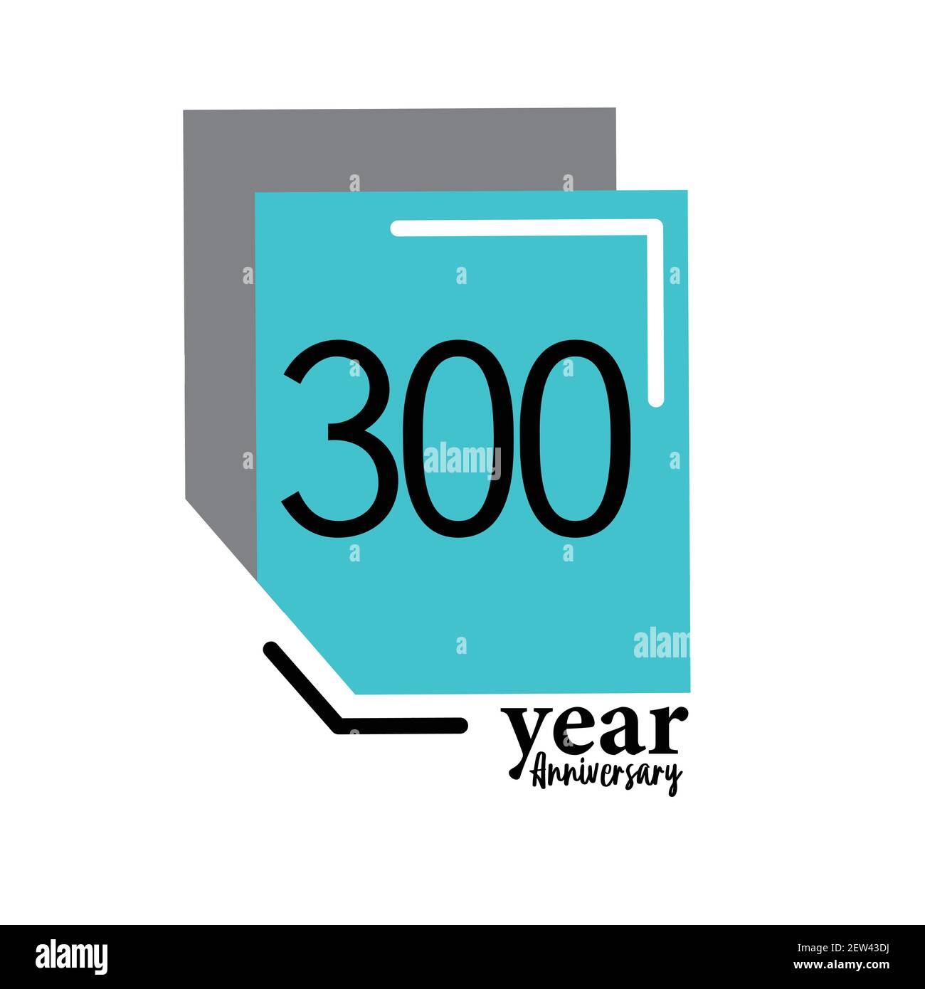 300 Year Anniversary Vector Template Design Illustration Blue Box ...