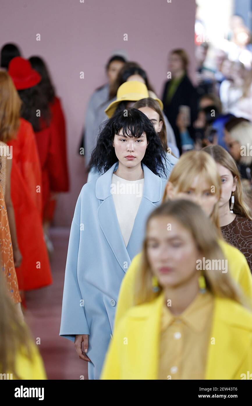 Model walks on the runway during the Mansur Gavriel Fashion show at New ...