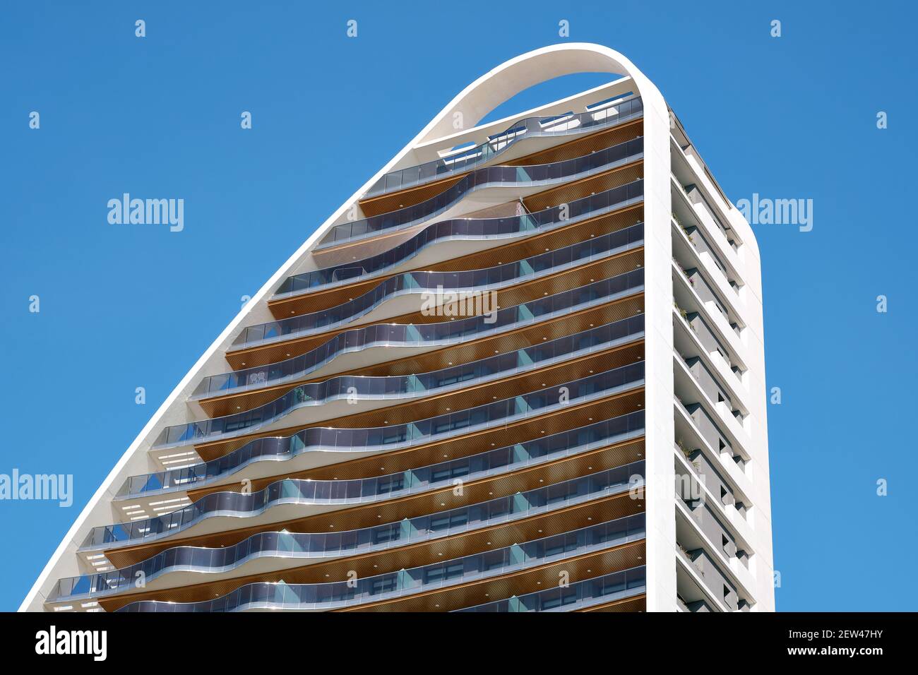 Benidorm, Spain - Dec 24, 2020: Exterior of new build skyscraper ...
