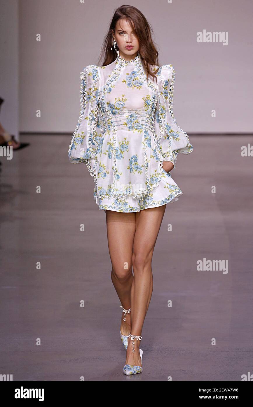 Model Sara Witt walks on the runway during the Zimmerman Fashion show ...