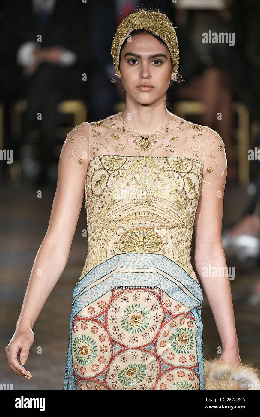 Model Amelia Gray Hamlin walks on the runway during the Dennis Basso ...
