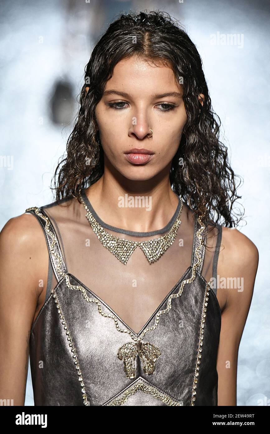 Model Alice Metza walks on the runway during the Coach Fashion show at ...