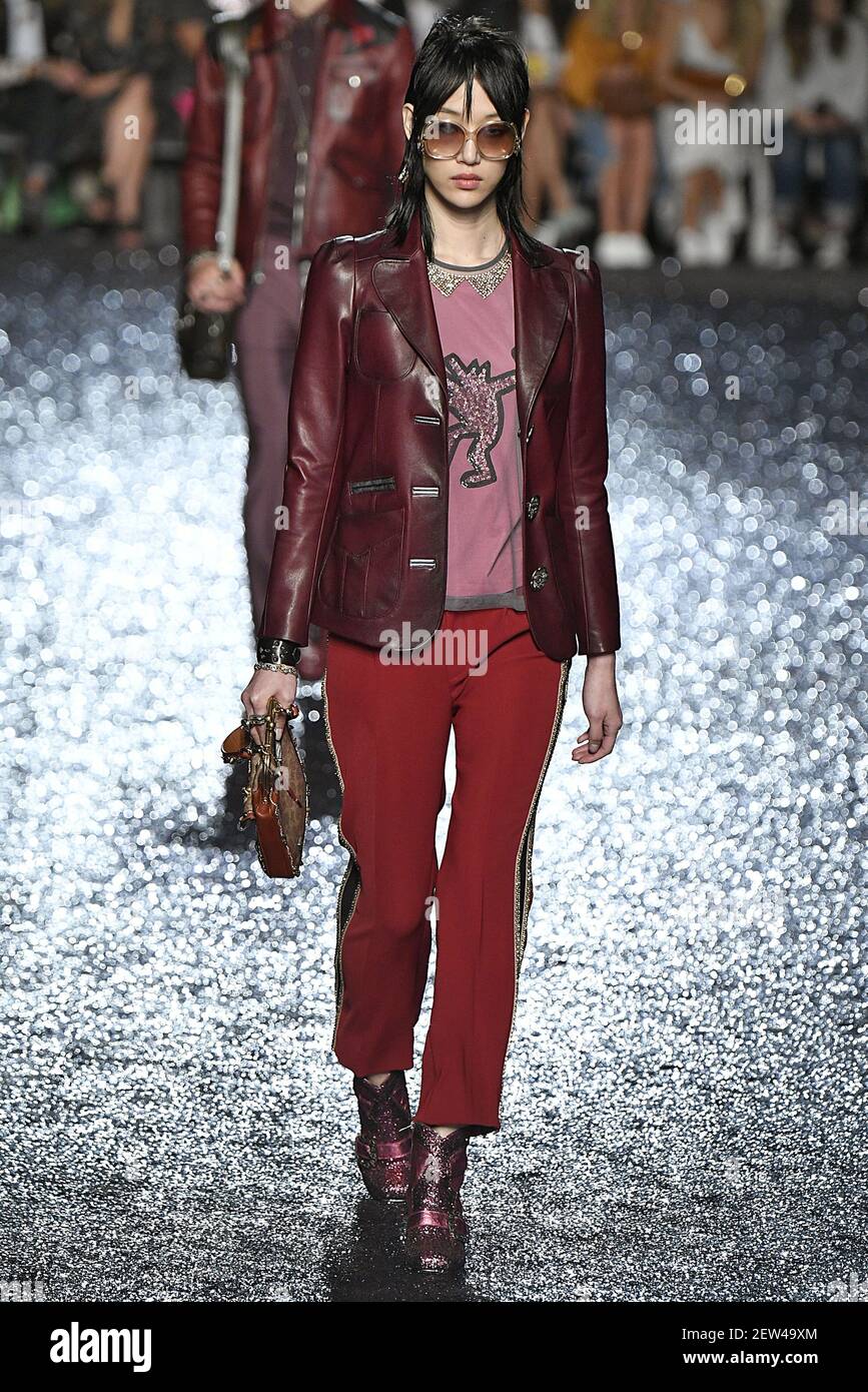 Model Sora Choi walks on the runway during the Coach Fashion show at ...