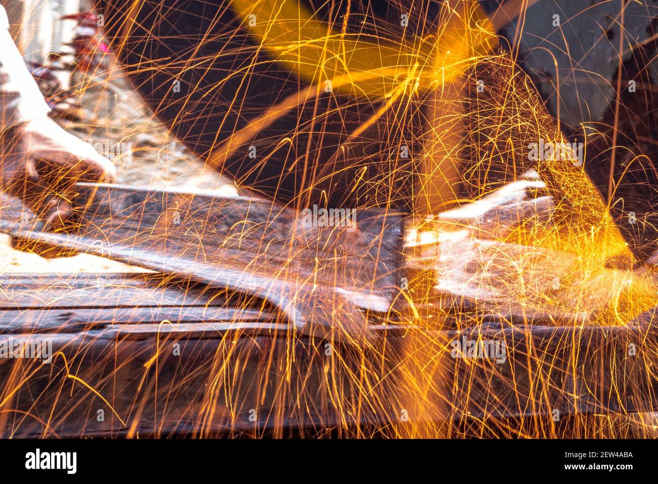 closeup of circular grinder cutting iron Stock Photo - Alamy