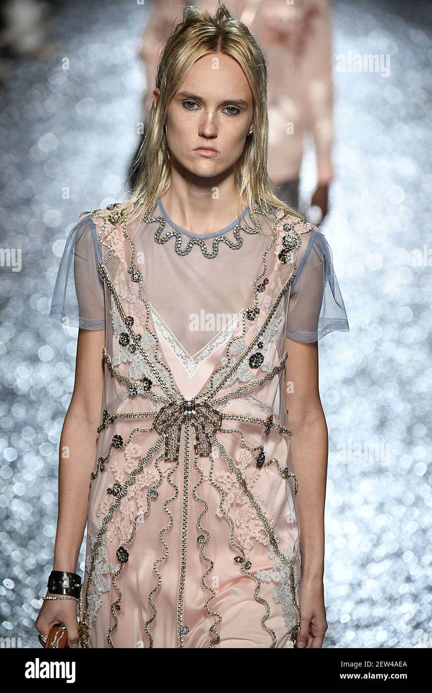 Model Harleth Kuusik walks on the runway during the Coach Fashion show ...