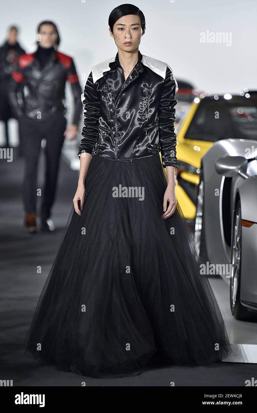 Model Chu Wong walks on the runway during the Ralph Lauren Fashion Show ...