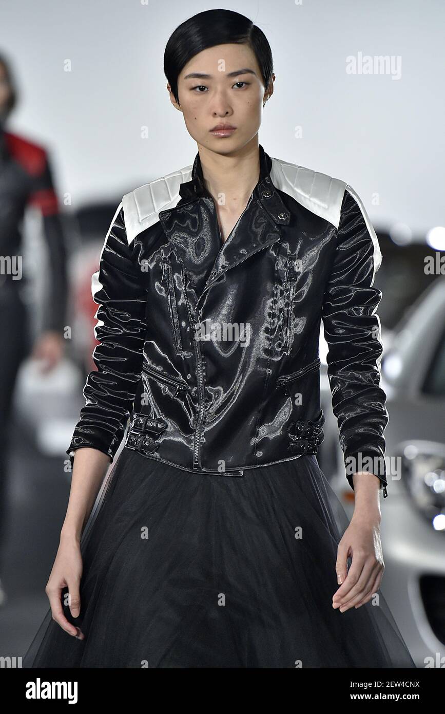 Model Chu Wong walks on the runway during the Ralph Lauren Fashion Show ...