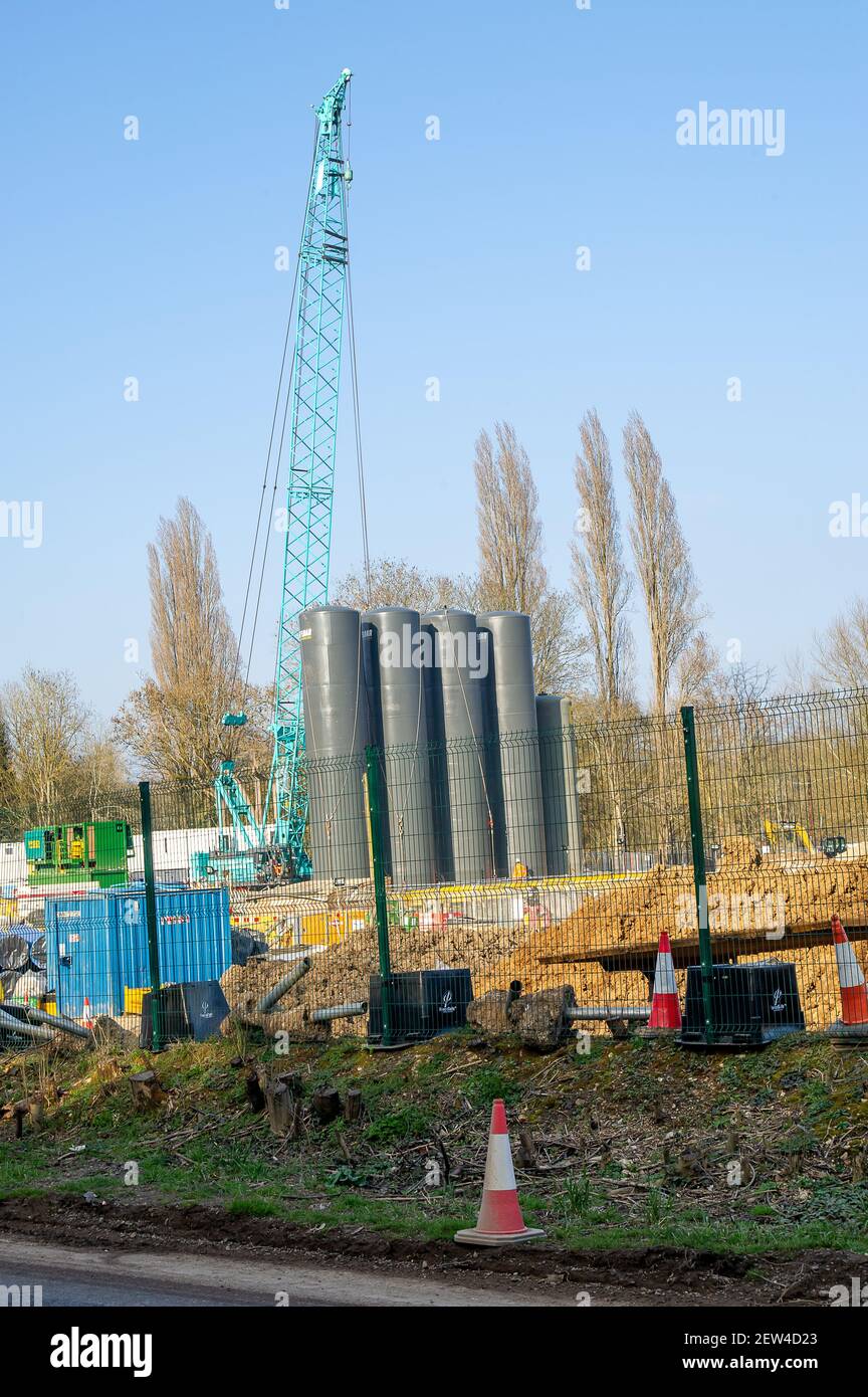 Denham, Buckinghamshire, UK. 1st March, 2021. Work is underway on the ...