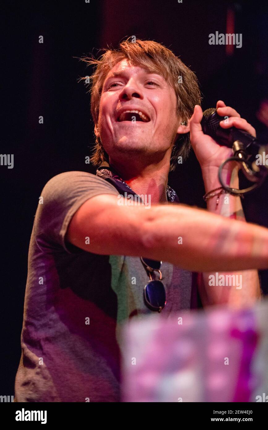 Taylor Hanson of American pop rock band Hanson performs live on stage ...