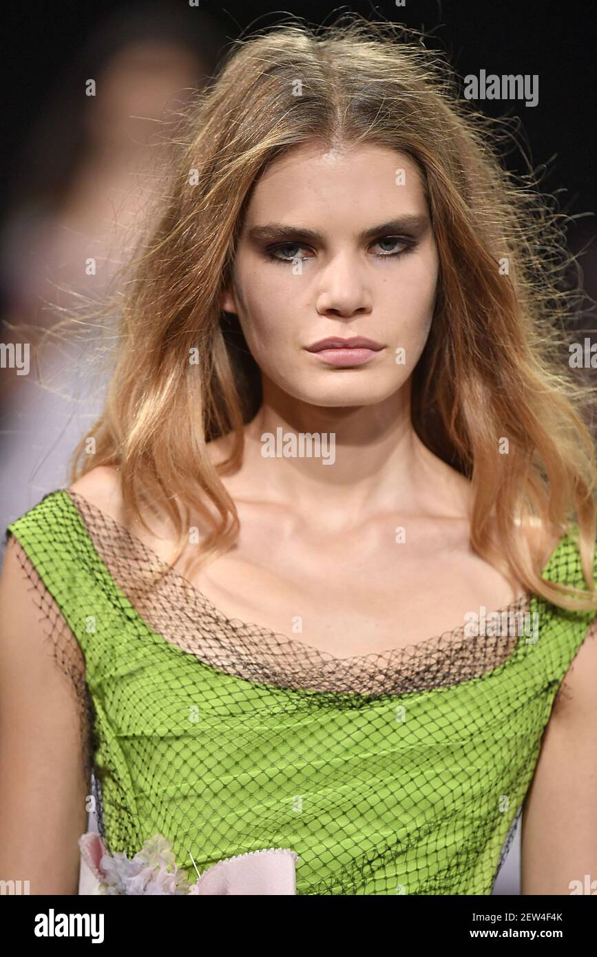 Model Sophie Rask walks on the runway during the Marchesa Fashion show ...