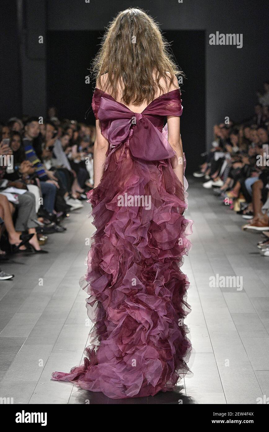 Model Marie Damian walks on the runway during the Marchesa Fashion show ...