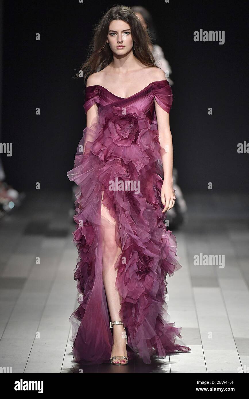 Model Marie Damian walks on the runway during the Marchesa Fashion show ...