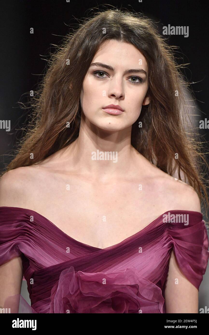 Model Marie Damian walks on the runway during the Marchesa Fashion show ...